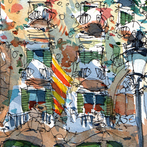Casa Batlló Gaudi Barcelona Watercolor